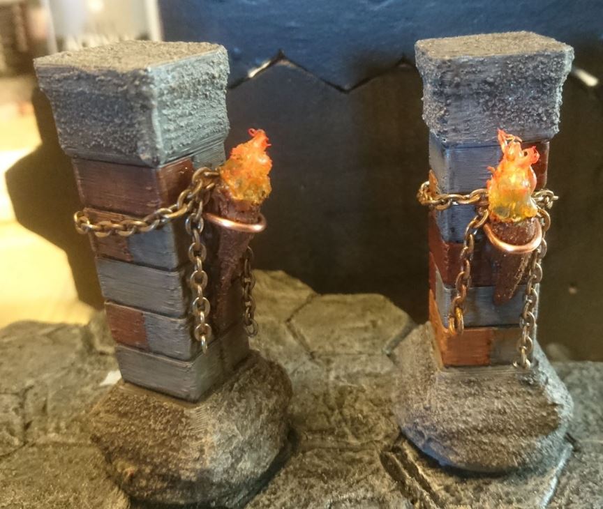 Brick columns with torch – Crafts and Creations